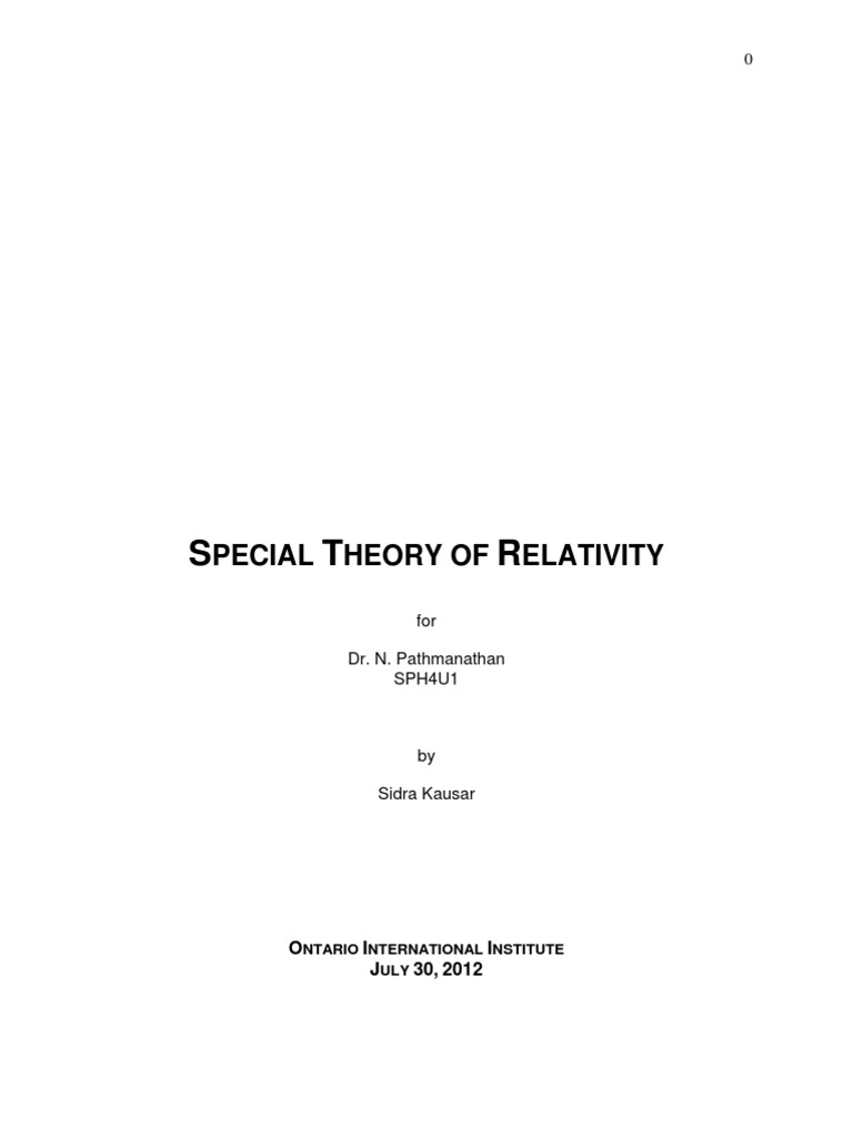 Physics 12 ISU Special Theory of Relativity | PDF | Special Relativity ...