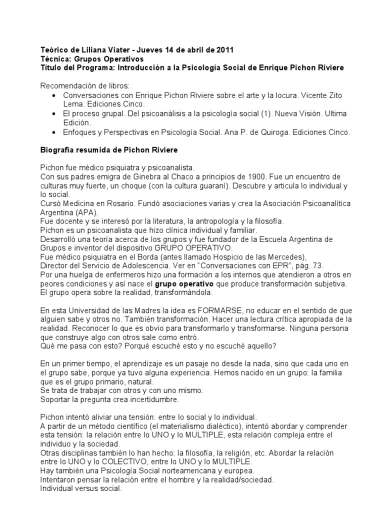 Teorico Viater 14 Abr | PDF | Sociedad | Psicoanálisis