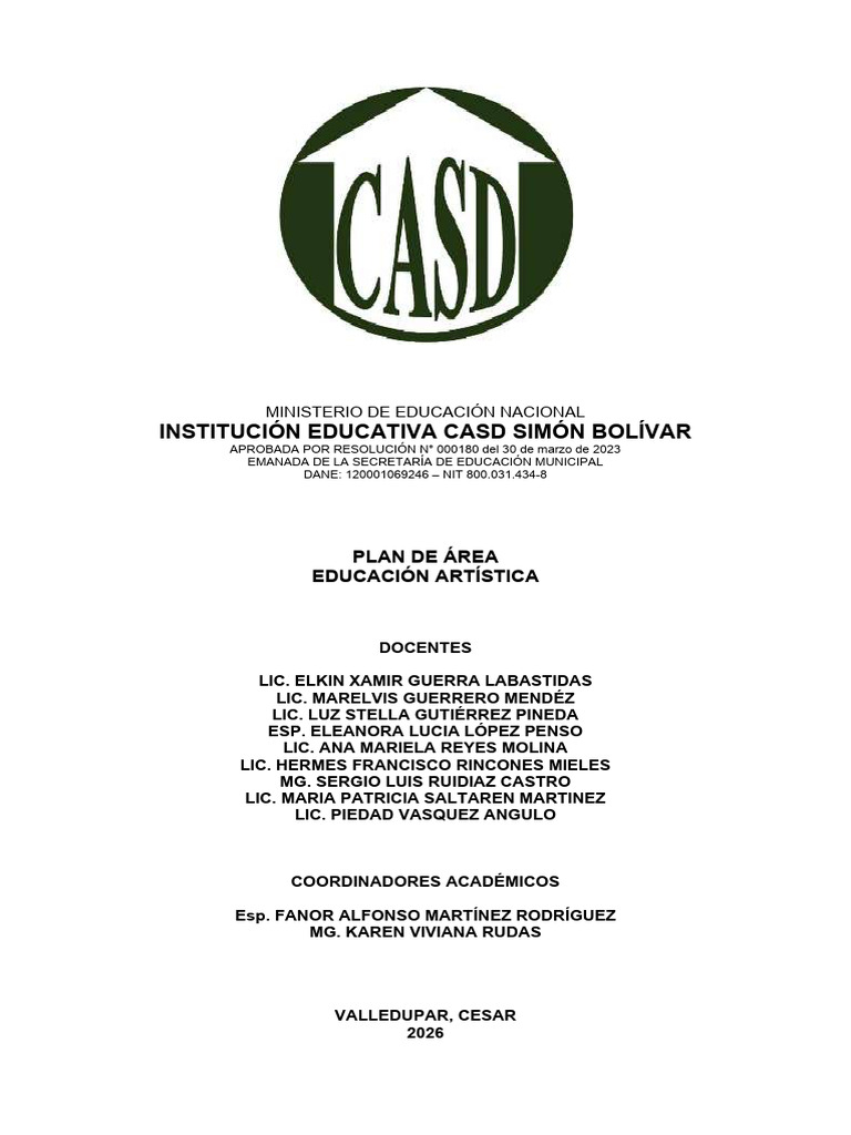 Programa Arte CASD 2026 | PDF | Educación de la primera infancia ...