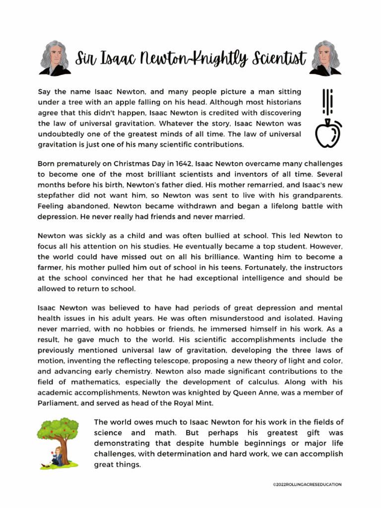 Isaac+Newton+Worksheet | PDF