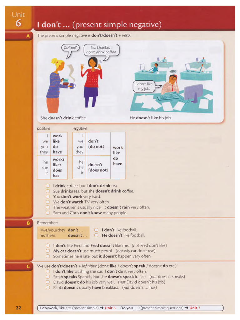 6 present simple negative | PDF | Syntax | Linguistic Morphology