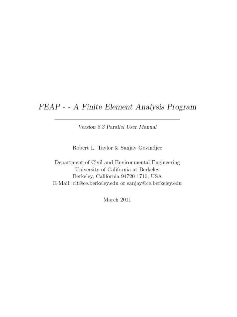 FEAP Manual | PDF | Eigenvalues And Eigenvectors | Linear Algebra