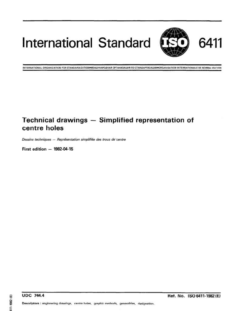 ISO 6411-1982 Simplified Representation of Centre Holes | PDF ...