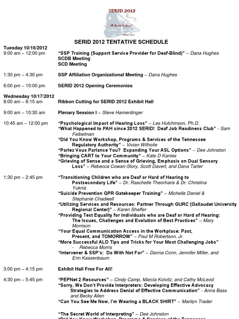 Website Full Tentative Schedule | PDF | Hearing Loss | Deafness