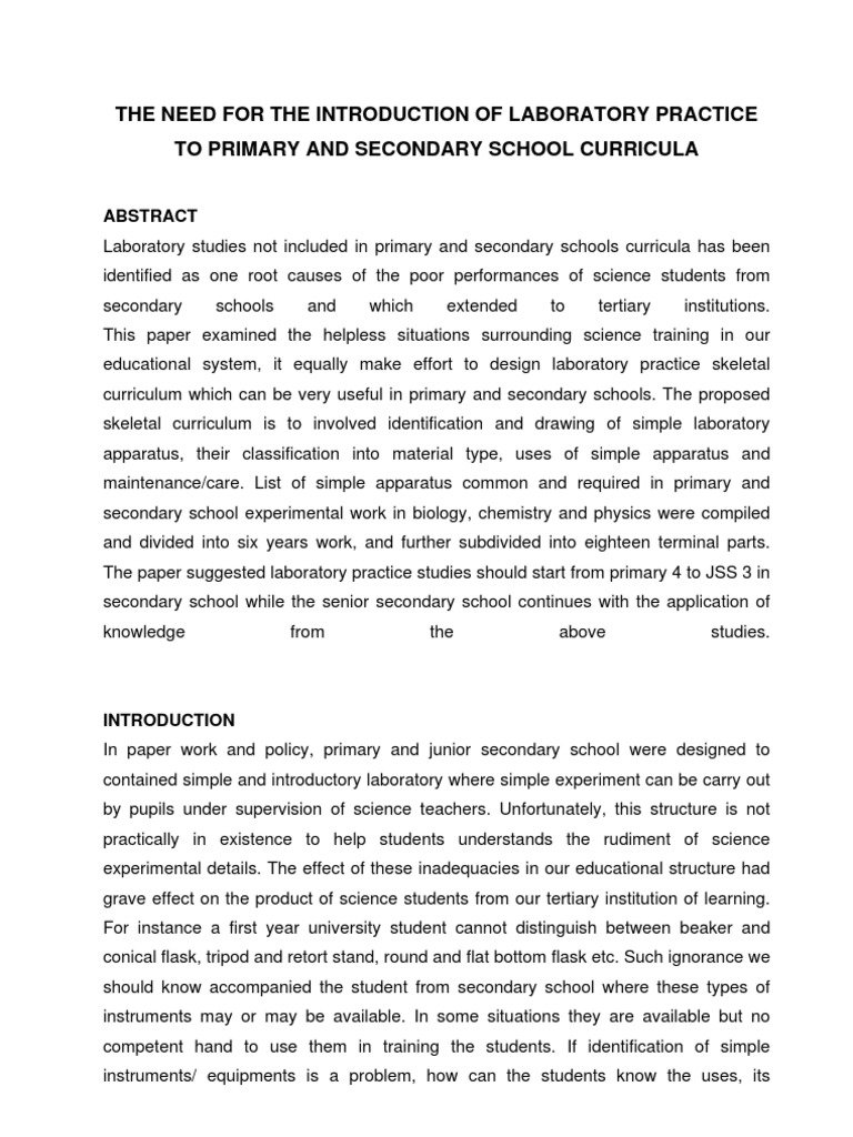 Lab Apparatus | PDF | Curriculum | Secondary Education
