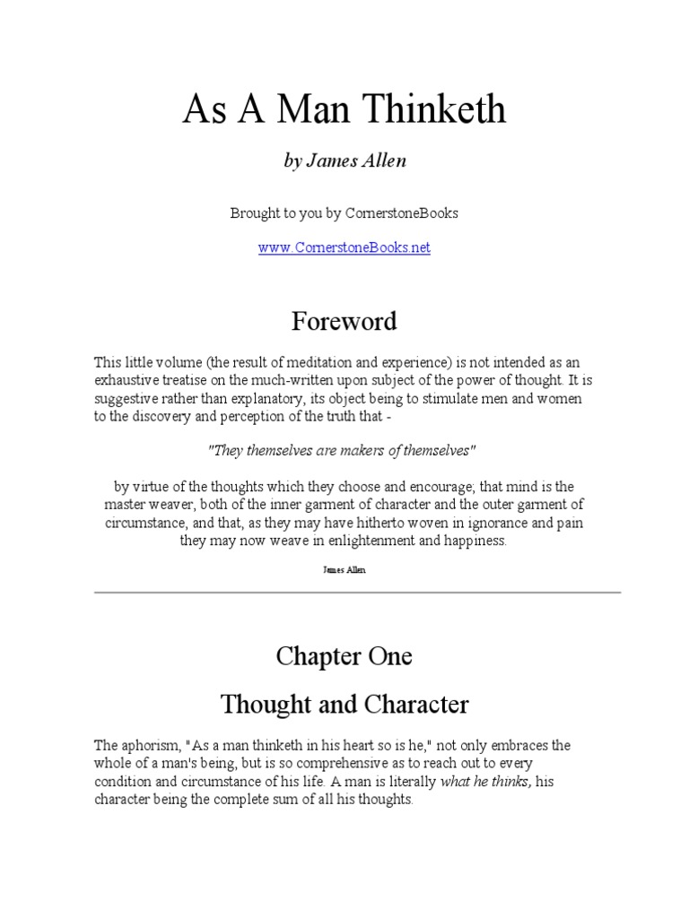 As A Man Thinketh | PDF | Virtue | Mind
