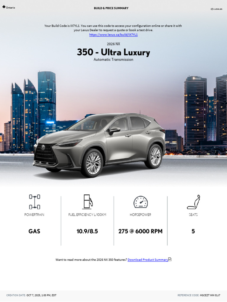 Build And Price Lexus