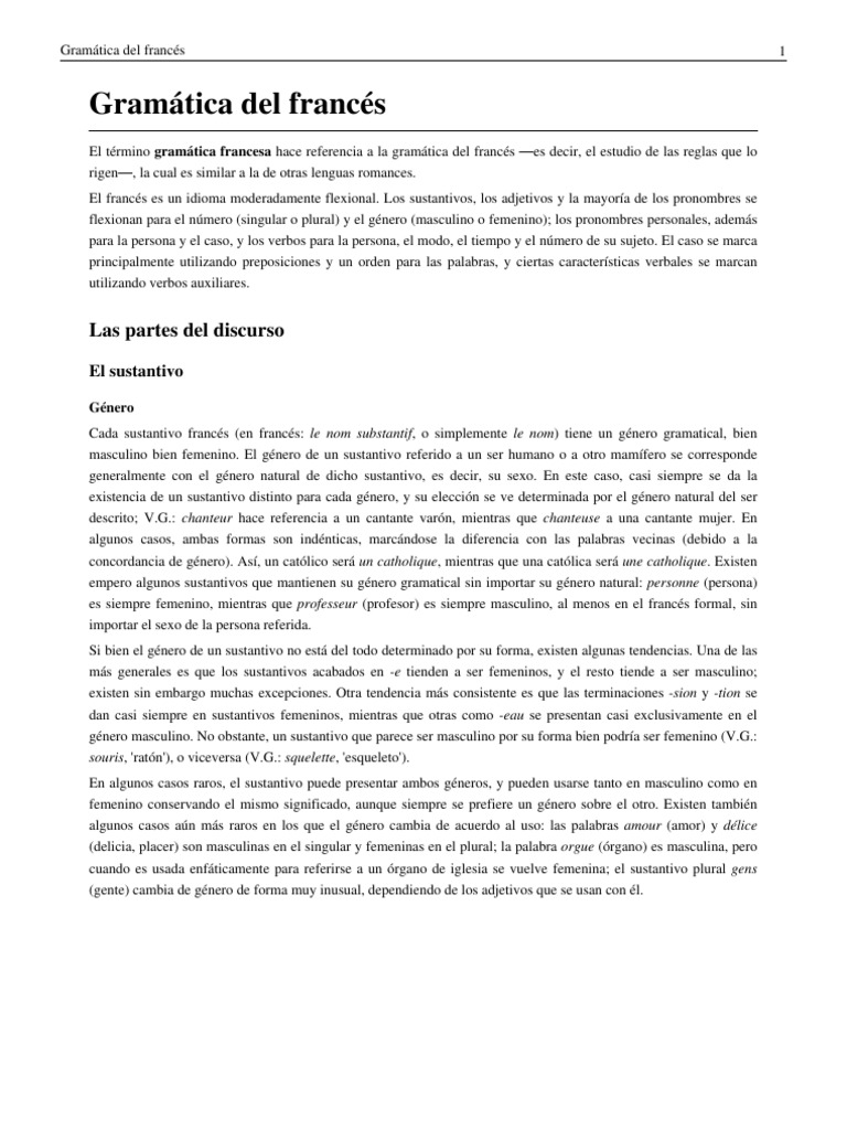 Gramática Del Francés | PDF | Relaciones sintácticas | Conjugación ...