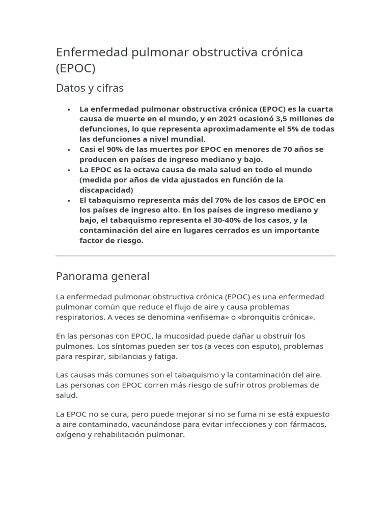 EPOC | PDF | Enfermedad pulmonar obstructiva crónica | Tos