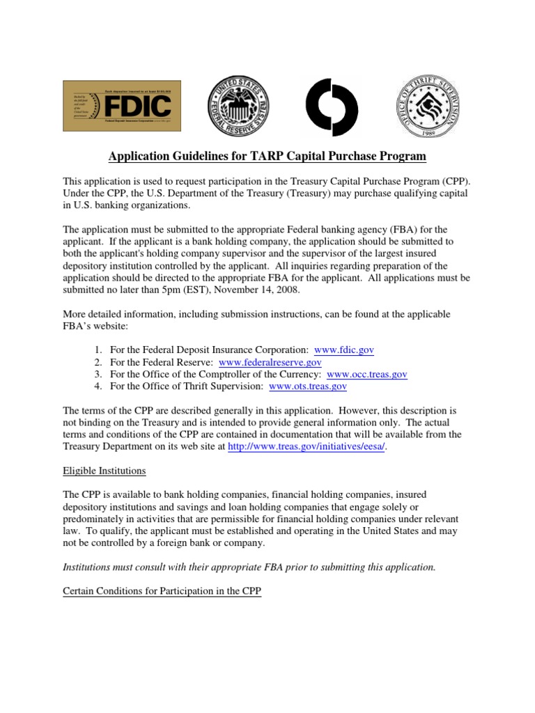 Guideline Tarp Capital Purchase | PDF