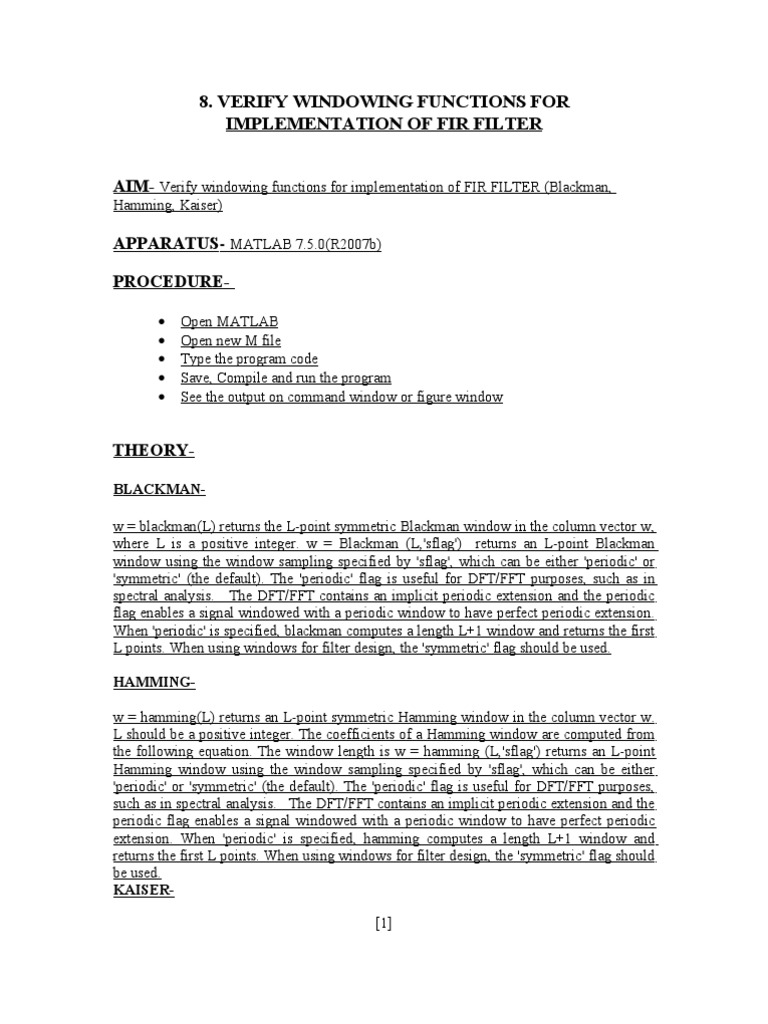 Window Function | PDF | Discrete Fourier Transform | Fast Fourier Transform