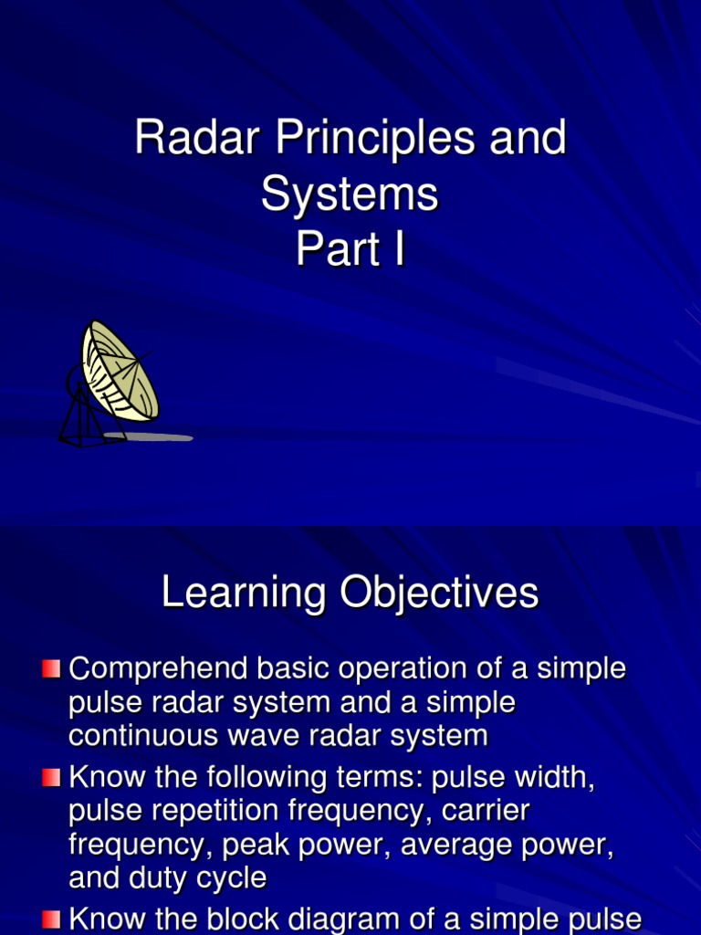 Lesson 03 - Radar Principles I | PDF | Radar | Radio Technology