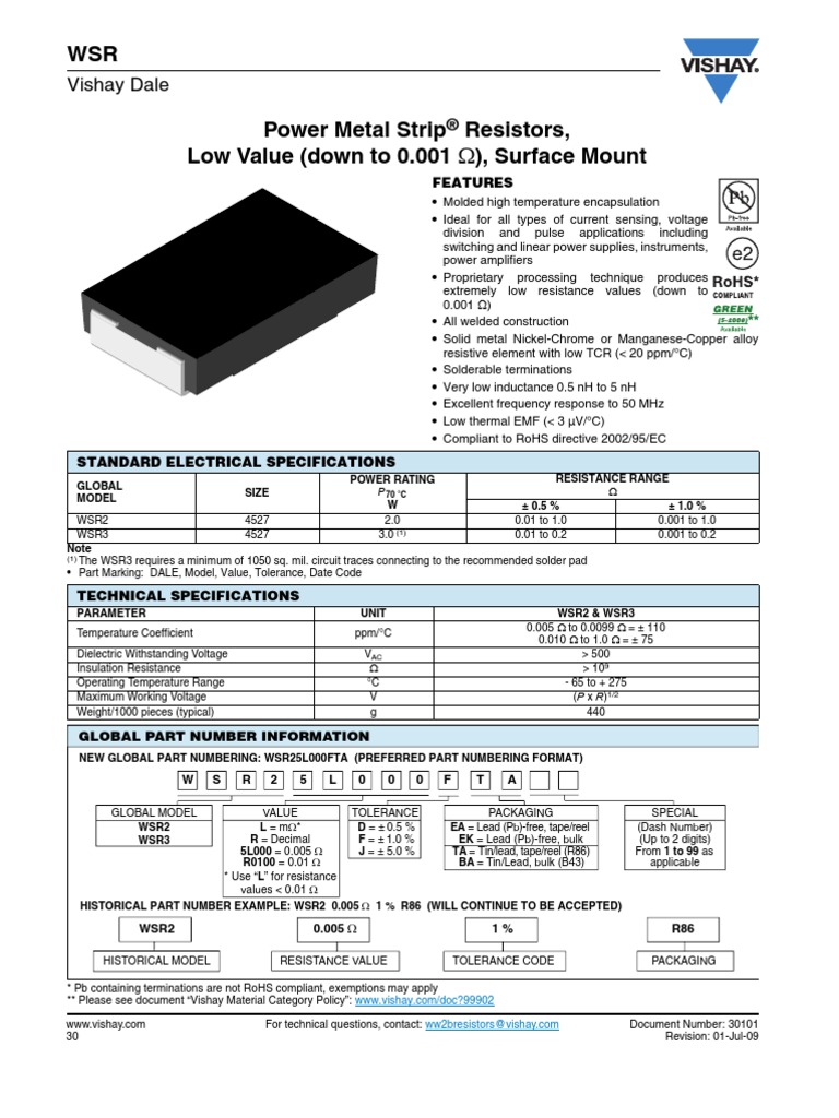 Dale Resistor Power Ds | PDF | Resistor | Electromagnetism