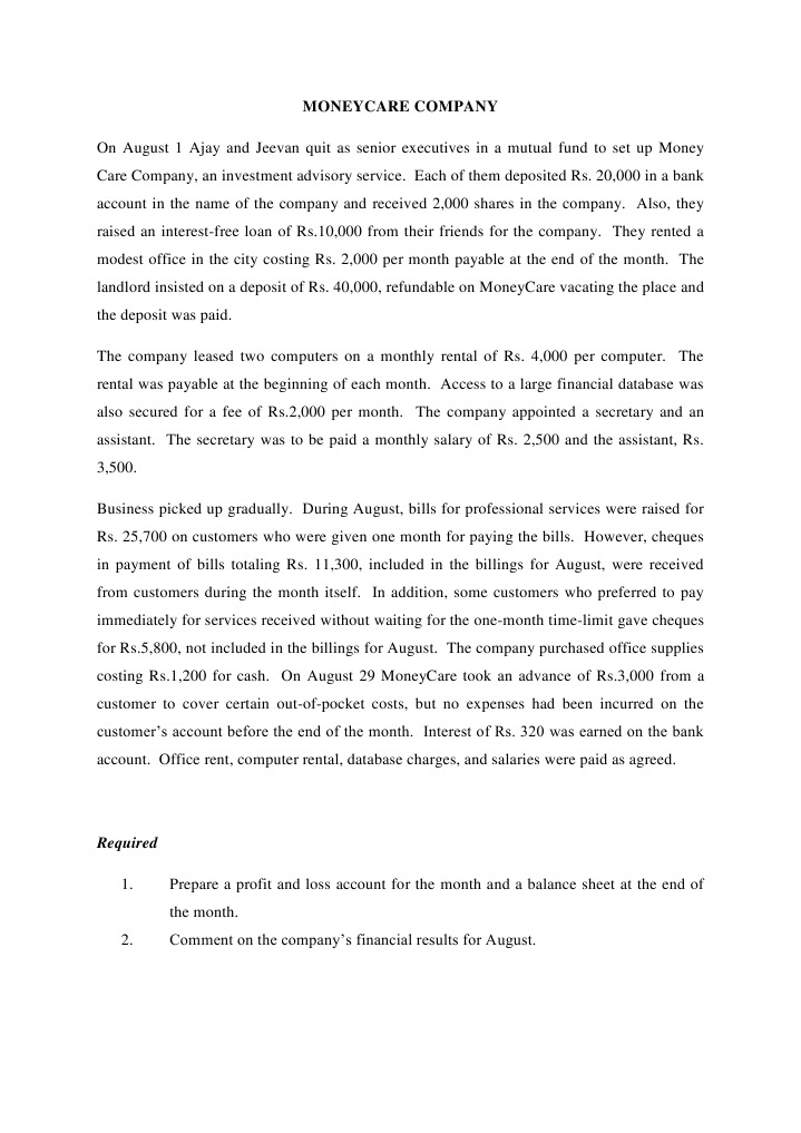 MoneyCare Financial Overview for August | PDF | Finance & Money Management