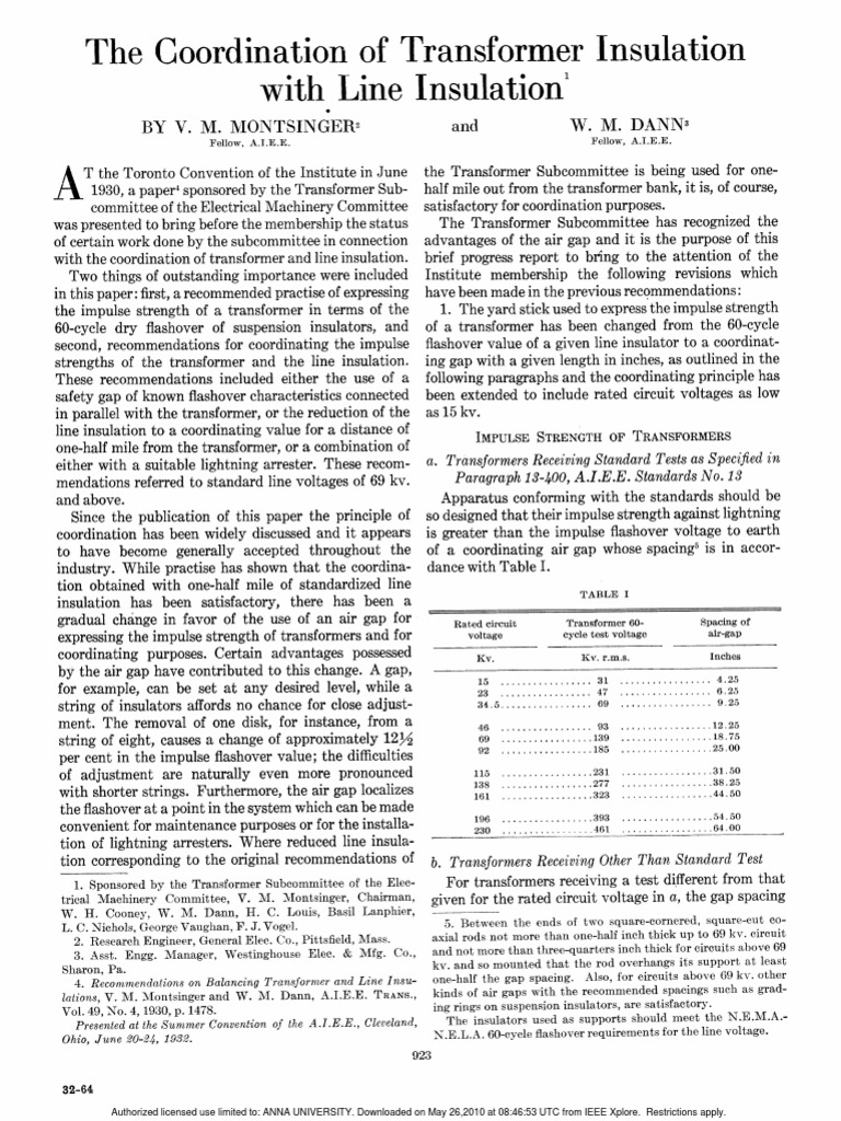 Transformer and Line Insulation Coordination | PDF | Transformer ...