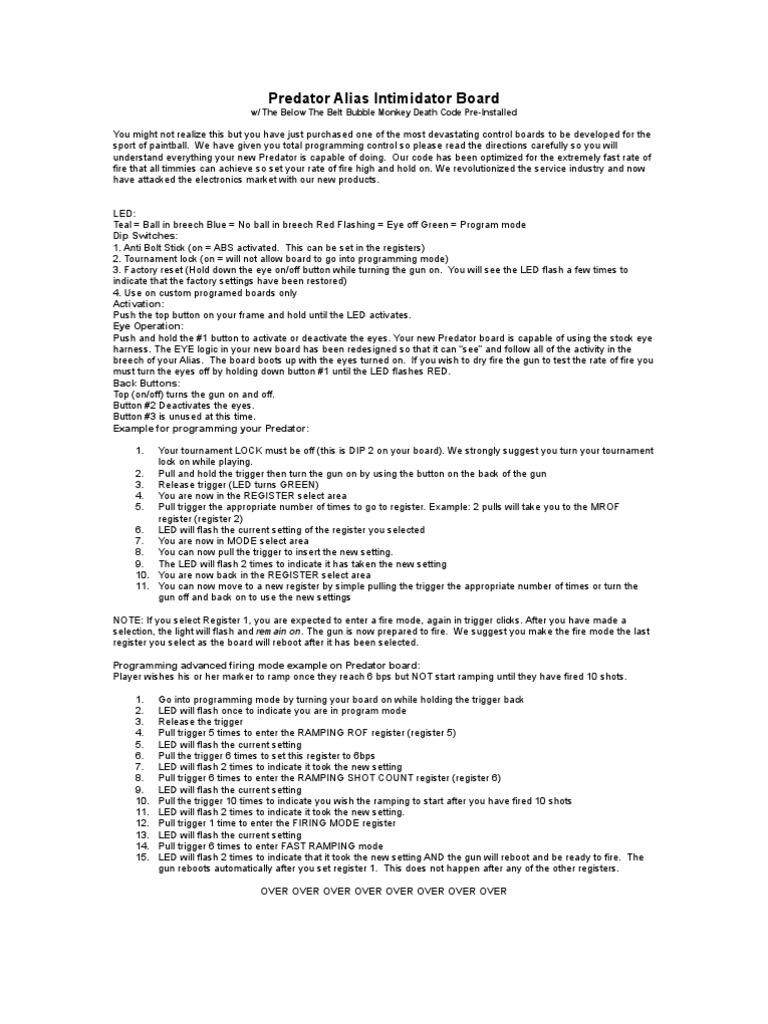 Predator Alias Intimidator Board: Led: Dip Switches | PDF | Trigger ...