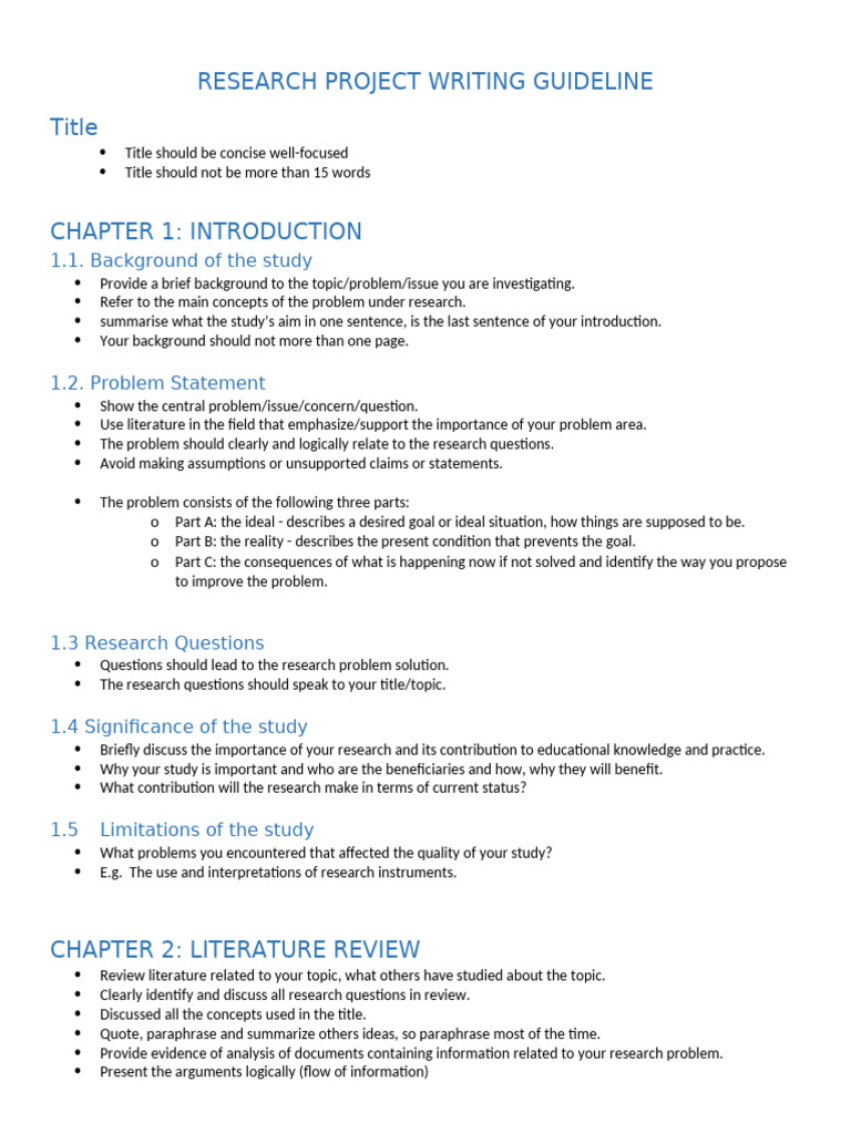 Research Project Writing Guideline 2022 | PDF | Sampling (Statistics ...