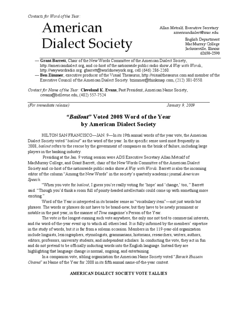 2008 Word of the Year: Bailout | PDF