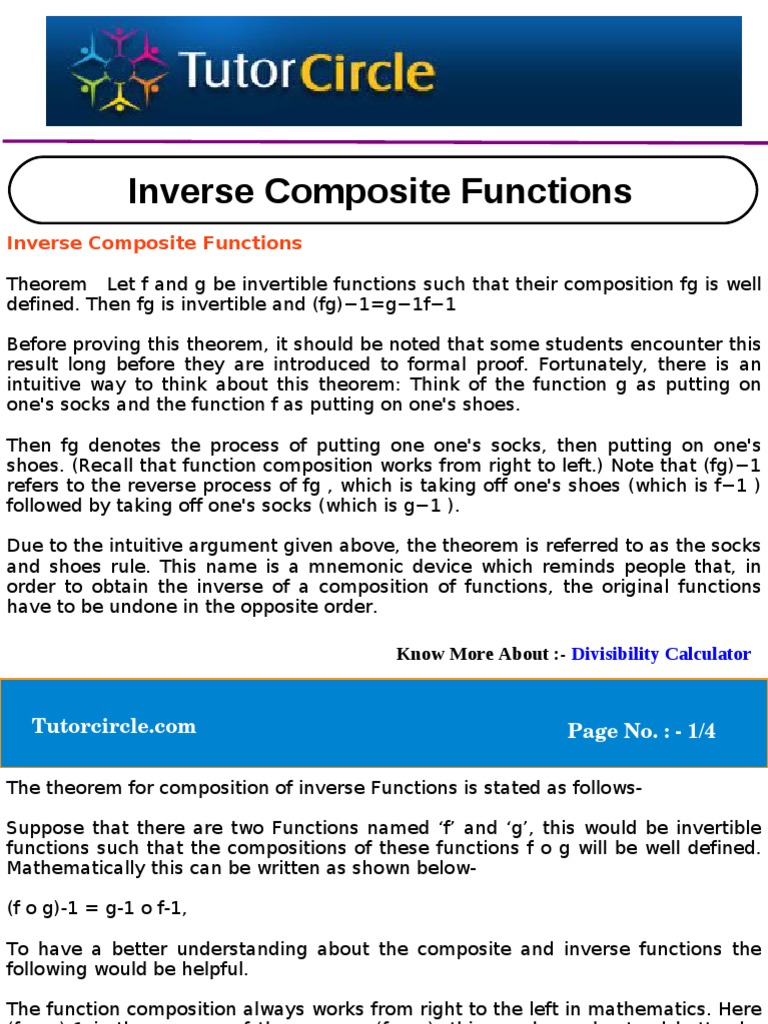 Inverse and Composite Functions Explained | PDF | Function (Mathematics ...