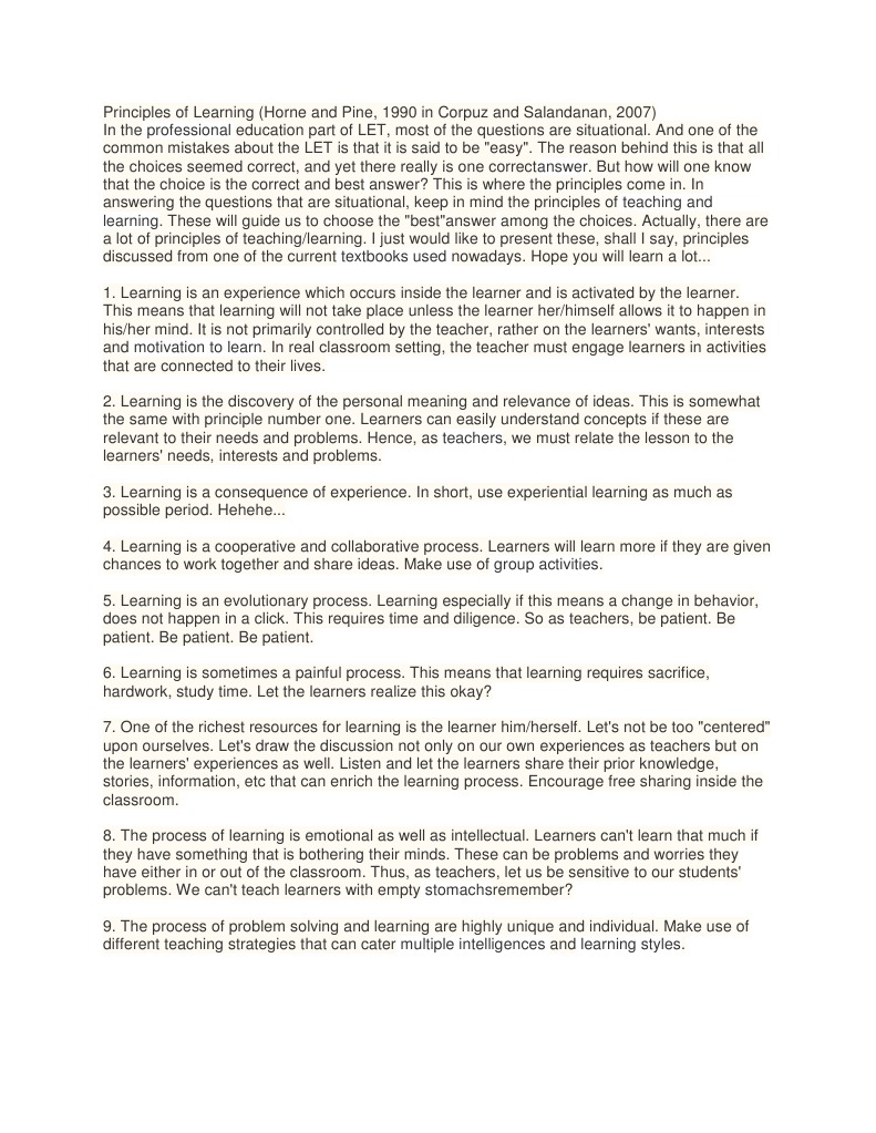 Principles of Learning | PDF | Learning | Teachers