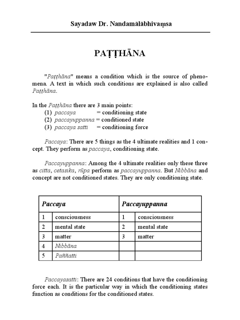 Patthana | PDF | Buddhist Philosophy | Buddhist Philosophical Concepts