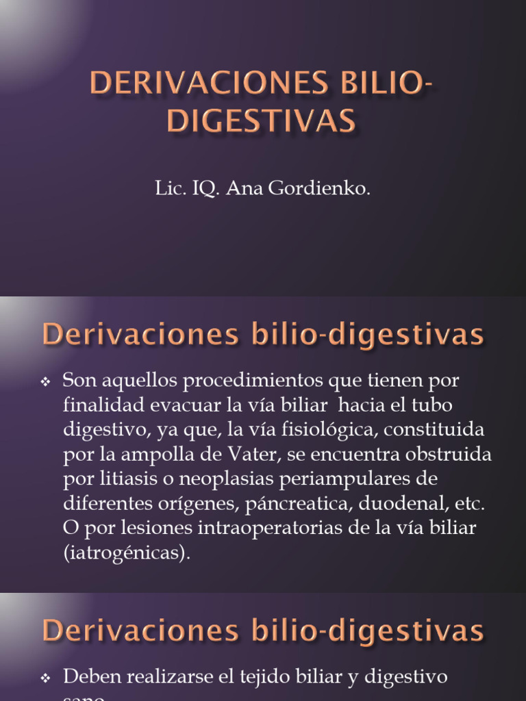 Derivaciones bilio-digestivas | PDF | Hígado | Sistema digestivo humano