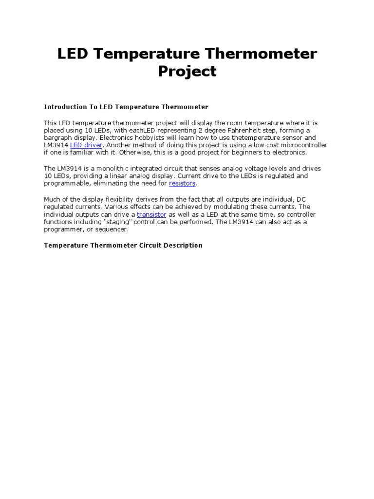 LED Temperature Thermometer Project | PDF | Electronic Circuits ...