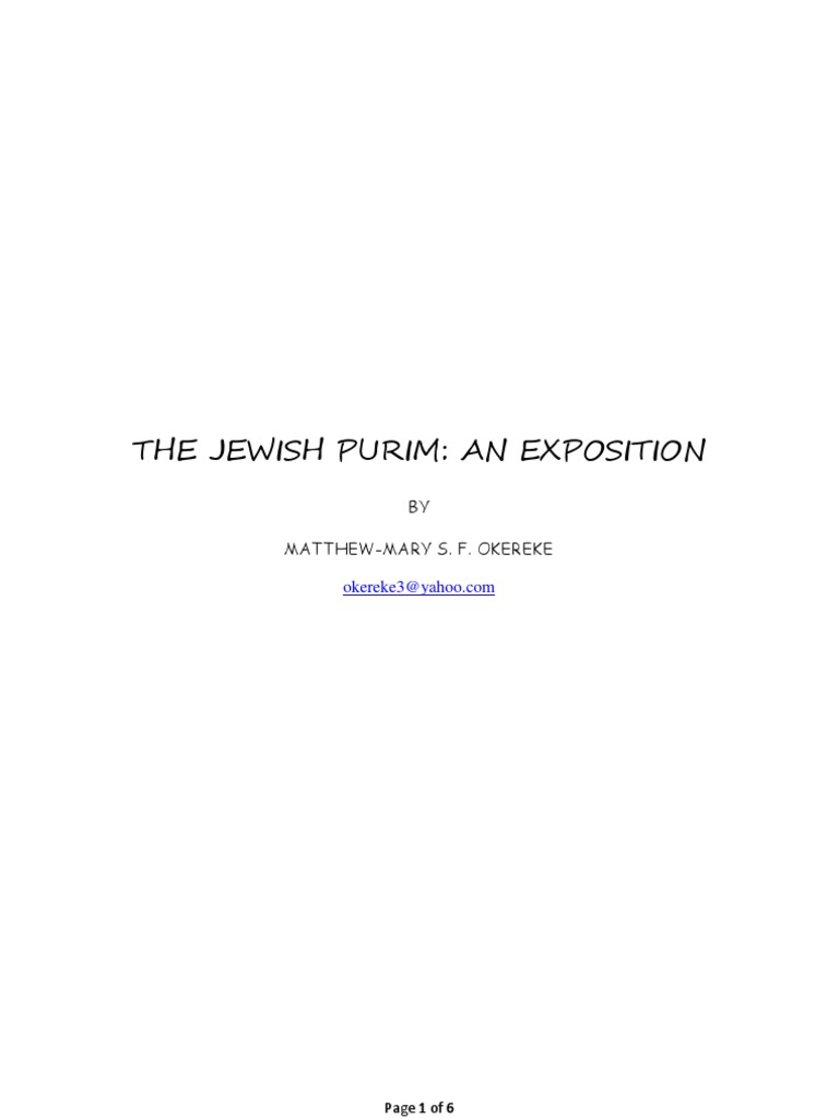 The Jewish Purim - An Exposition | PDF | Book Of Esther | Hebrew ...