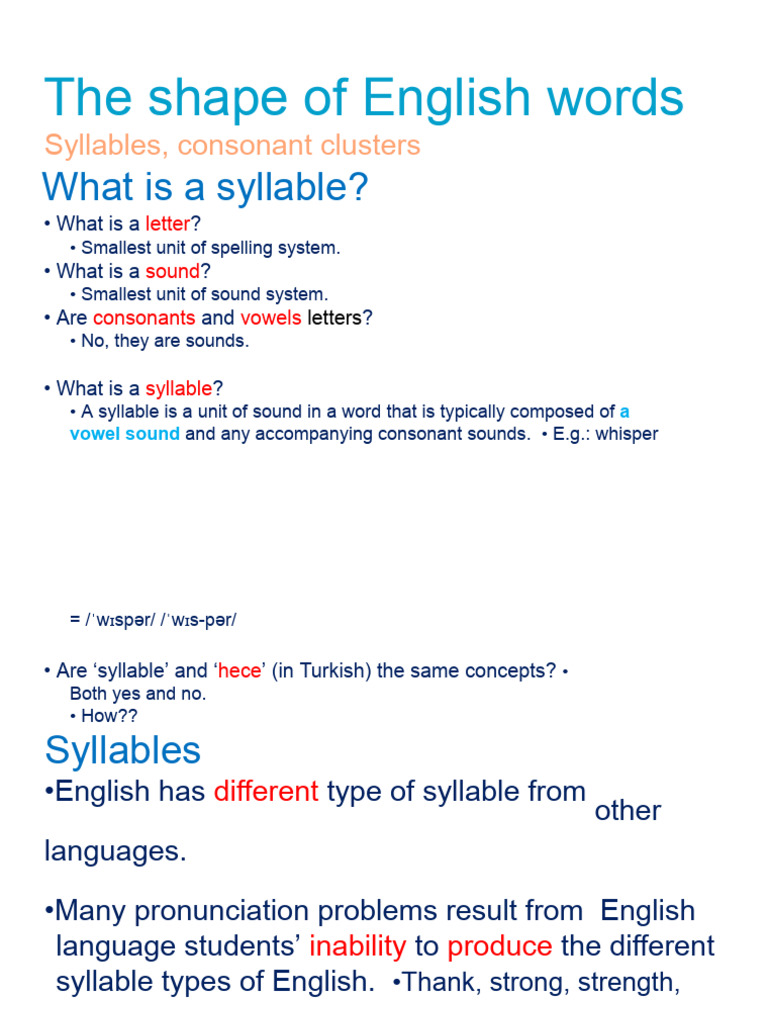 Week 2 - LaP (Syllables, consonant clusters, open_closed syllables ...