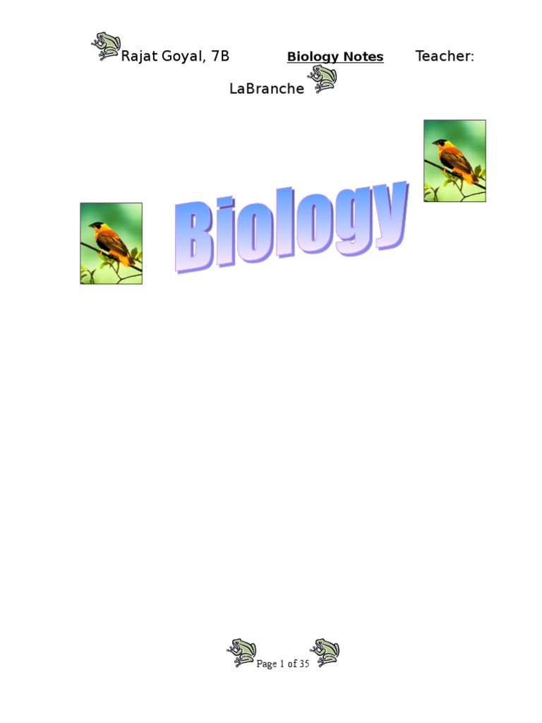 Biology Notes For 7th Grade | PDF | Mitosis | Endoplasmic Reticulum