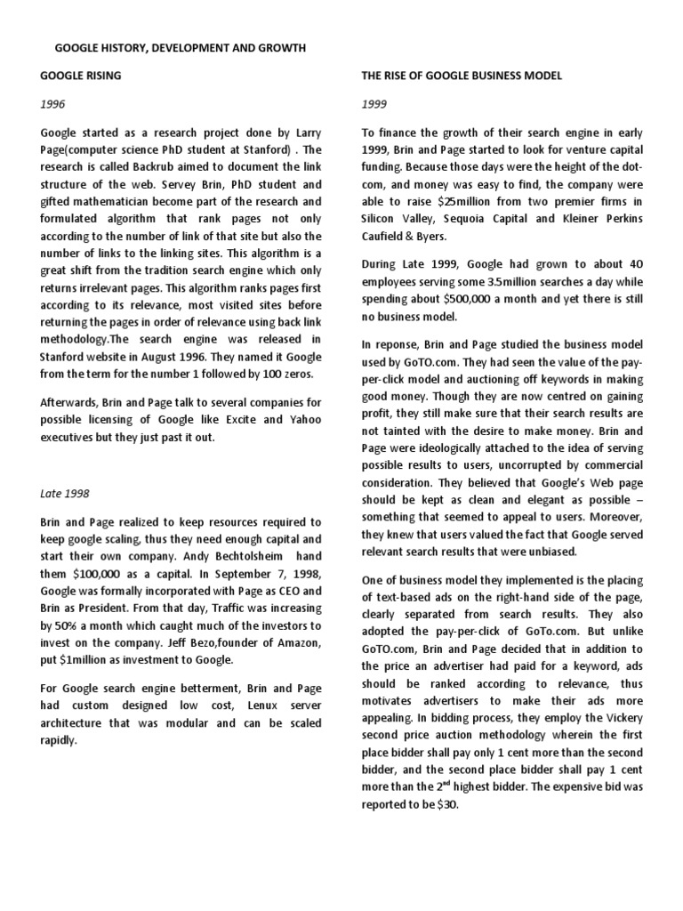 Google History, Development and Growth Google Rising The Rise of Google ...