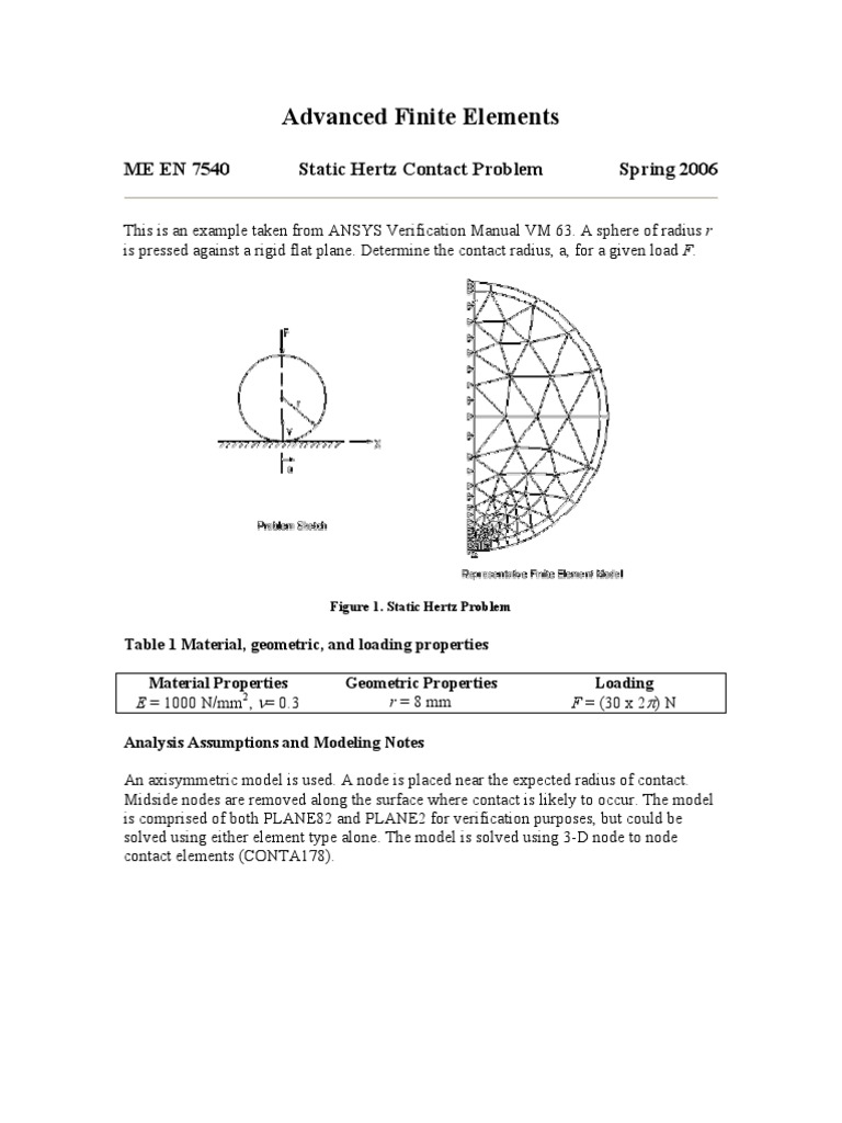 ANSYS Example Contact | PDF | Teaching Methods & Materials | Technology & Engineering