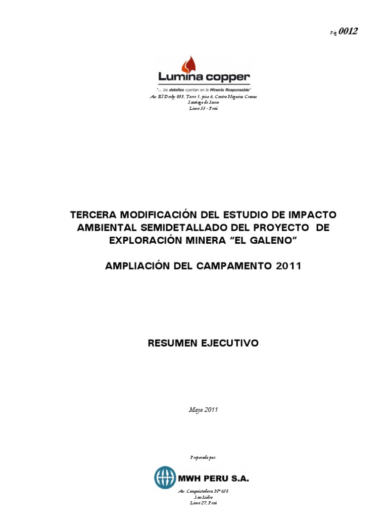 Minera Lumina Cooper - Proyecto El Galeno - Resumen Ejecutivo (Español ...