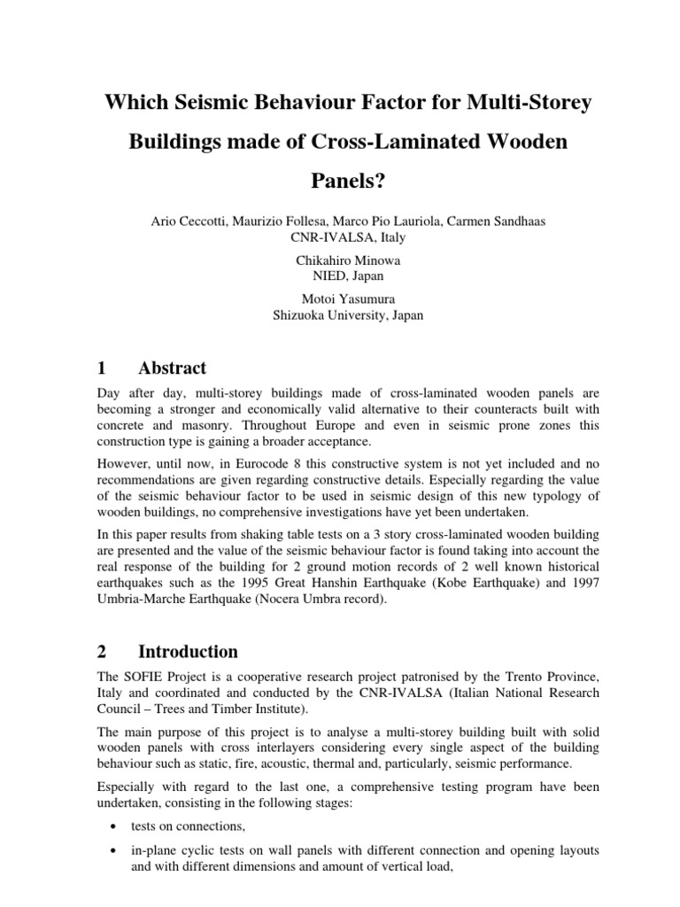Seismic Behaviour Factor for CLT Buildings | PDF