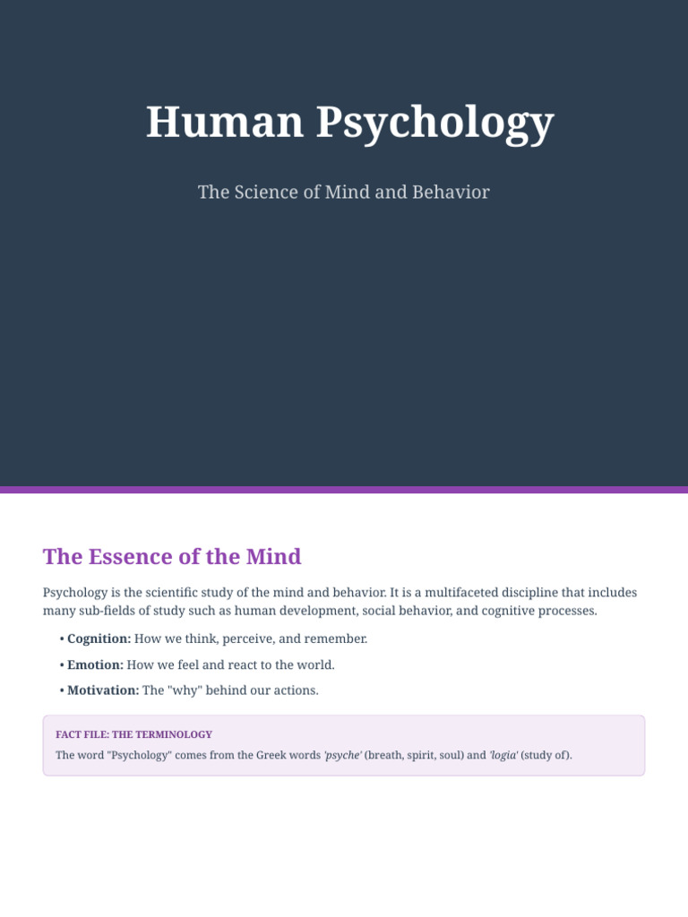 Human Psychology Overview 260414 230139 | PDF | Psychology | Mind