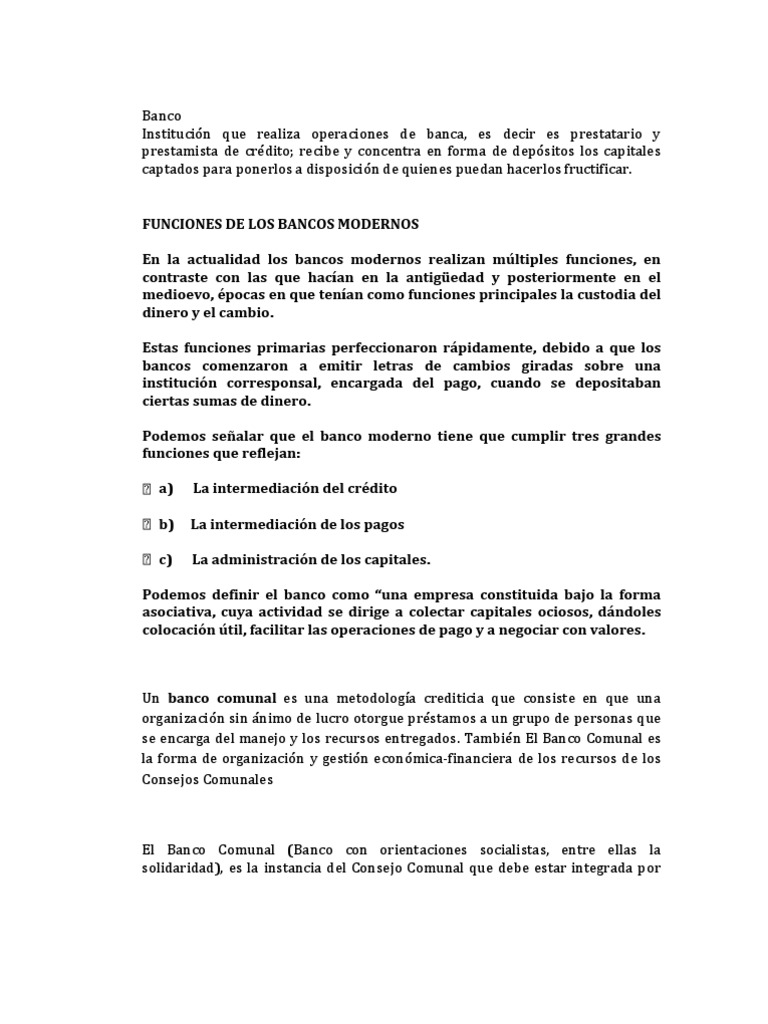 Banco y Banco Comunal | PDF | Bancos | Contabilidad