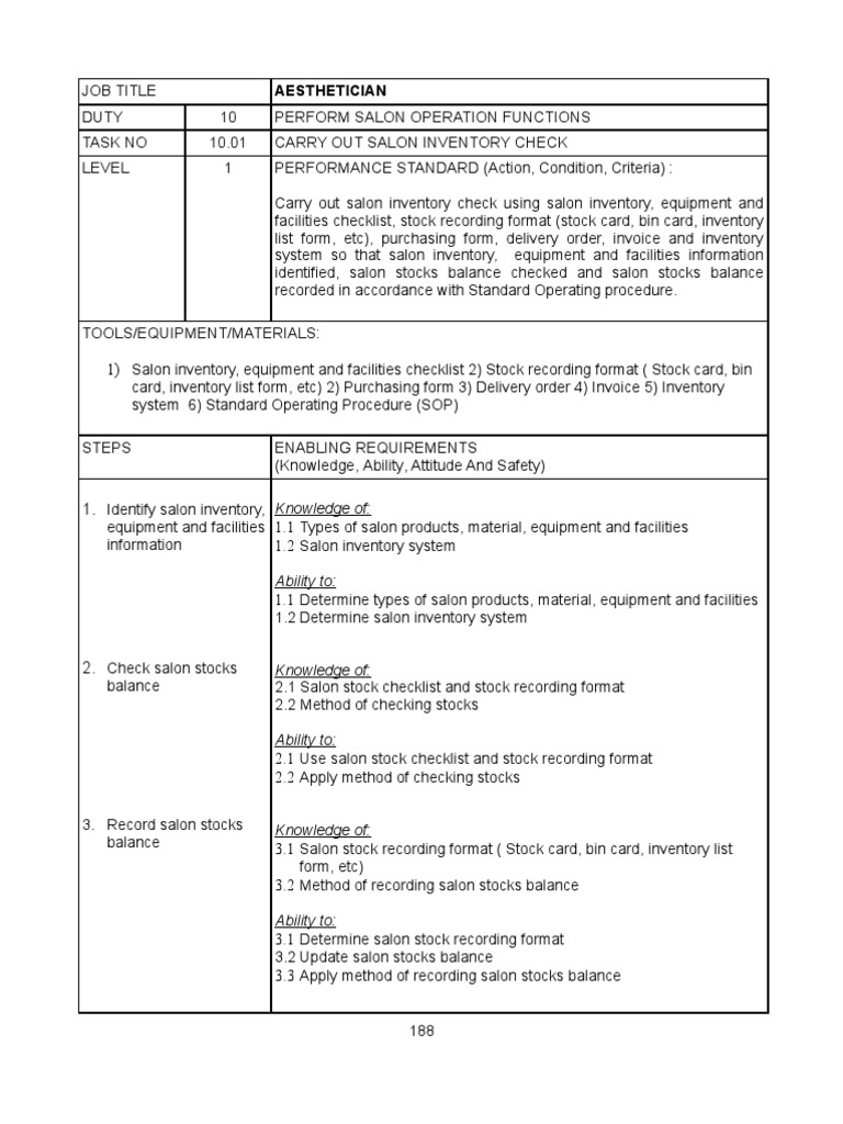 Salon Inventory Management Procedures | PDF | Inventory | Competence ...