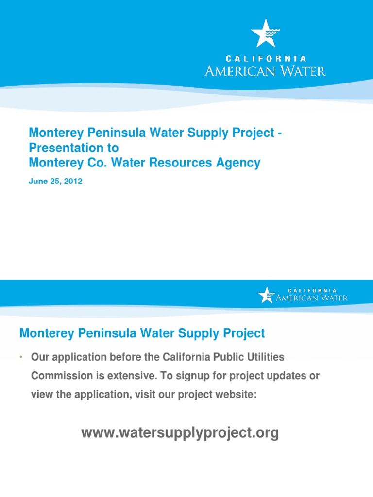 Monterey Peninsula Water Supply Project Presentation June 2012 | PDF ...