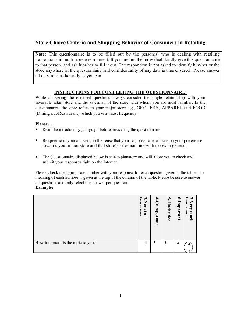 Retailing Questionnaire 19.06 | Grocery Store | Retail