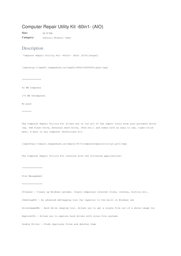 Computer Repair Utility Kit | PDF | Antivirus Software | Malware