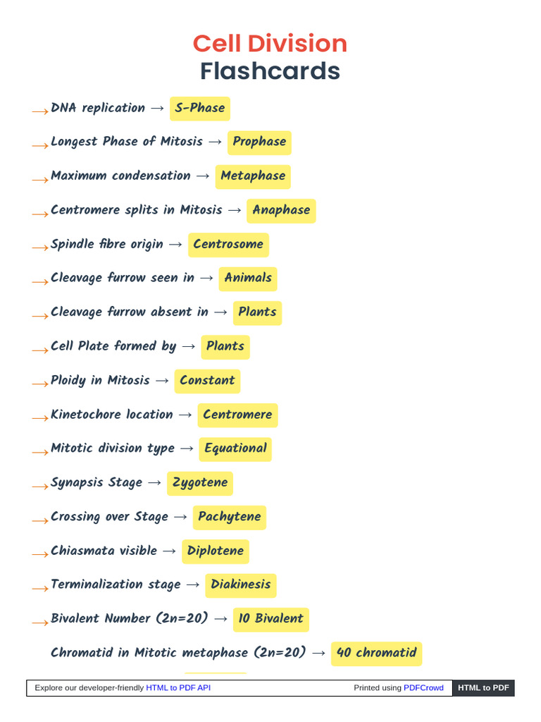 Cell Division Flashcards | PDF | Meiosis | Mitosis