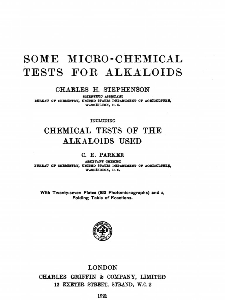 Some Micro-Chemical Tests For Alkaloids | PDF