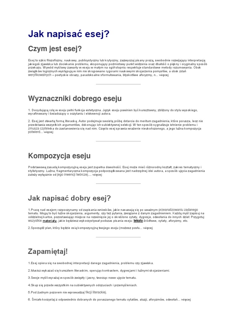 Jak Napisać Esej | PDF