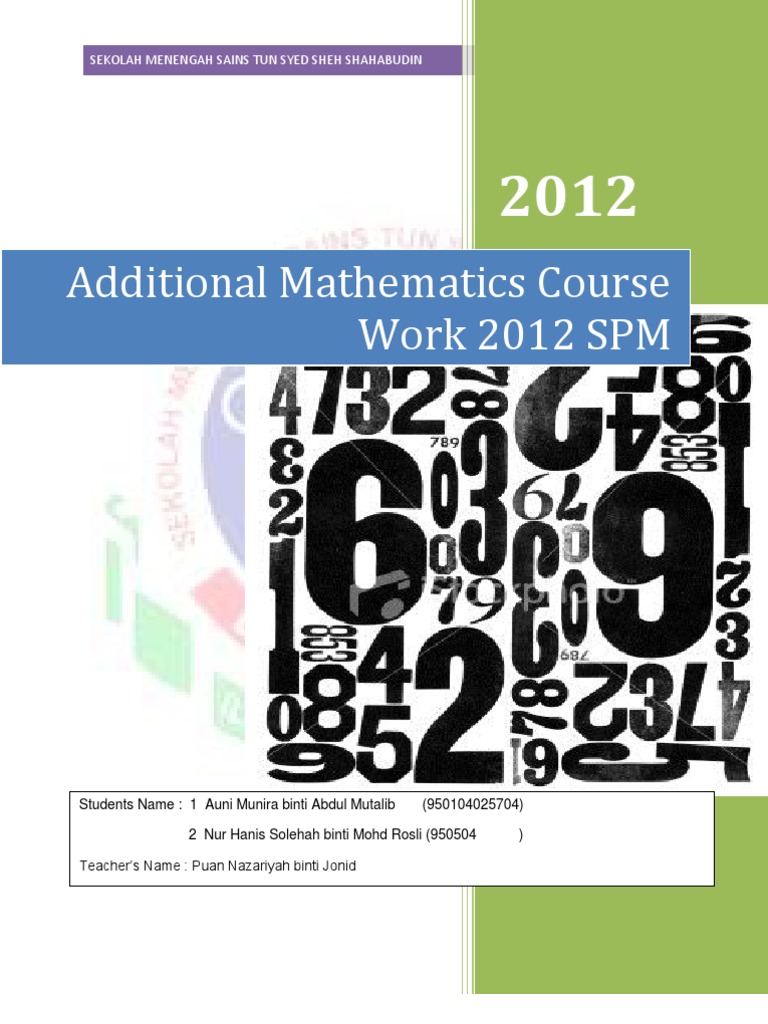 Additional Mathematics Course Work 2012 SPM | PDF | Price Indices ...