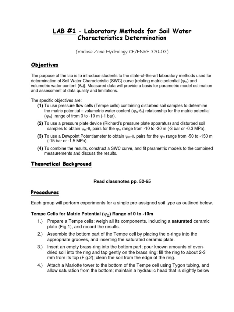 Soil Water Characteristic Lab Methods | PDF | Soil | Pressure