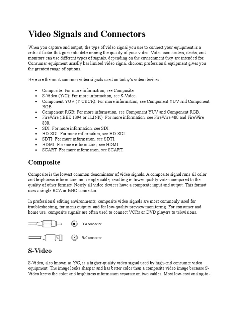 Video Signals and Connectors | PDF | Video | Hdmi