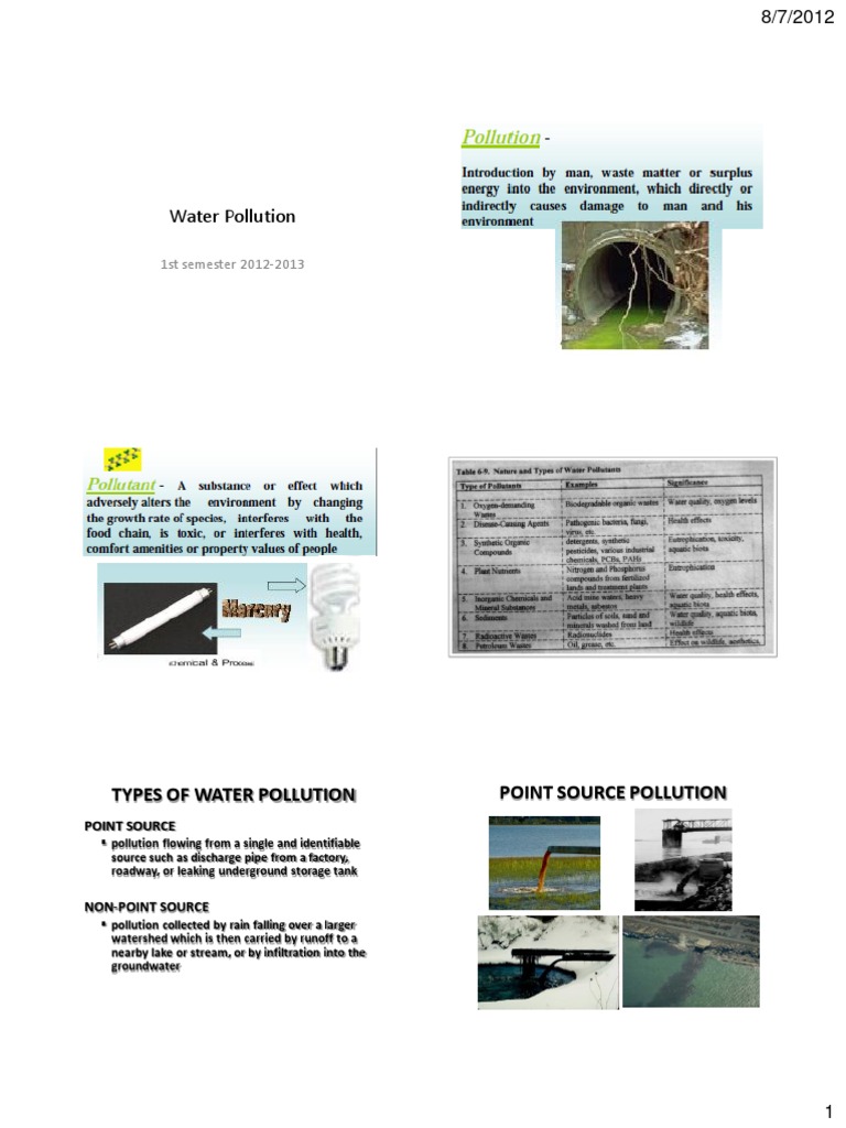 Water Pollution: 1st Semester 2012-2013 | Download Free PDF | Water ...