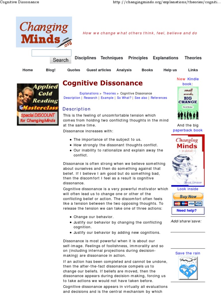 Cognitive Dissonance | PDF | Persuasion | Metaphysics Of Mind