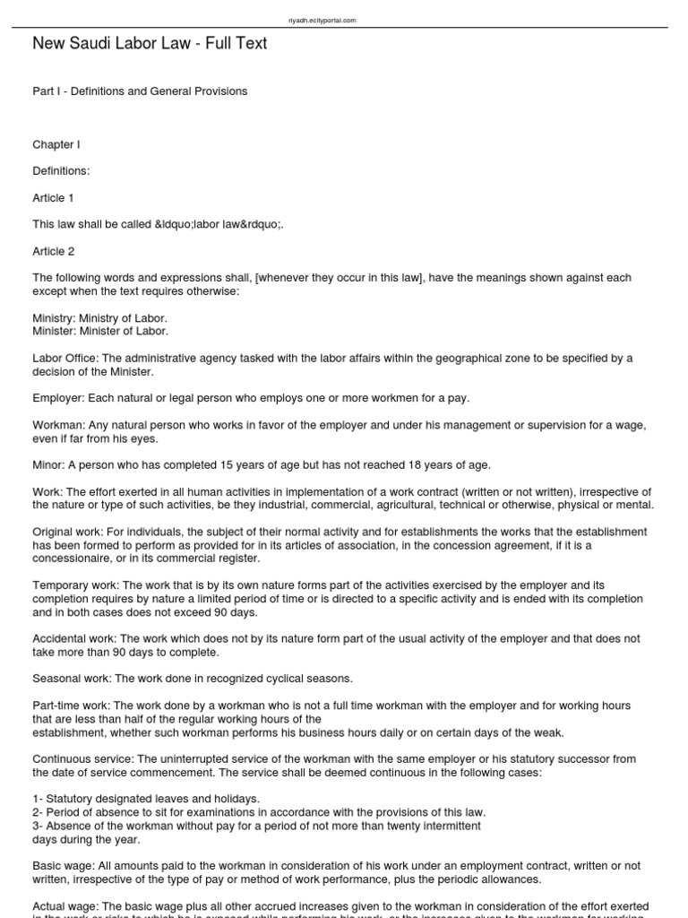 New Saudi Labor Law | PDF | Employment | Wage