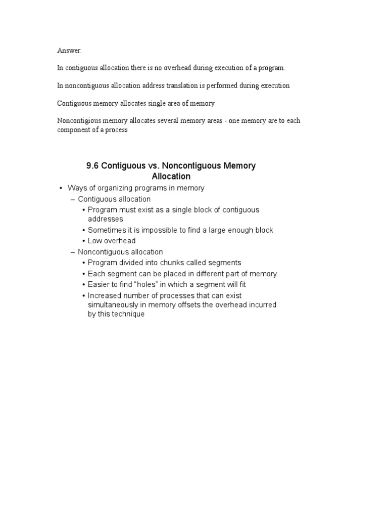 9.6 Contiguous vs. Noncontiguous Memory Allocation | PDF | Computers